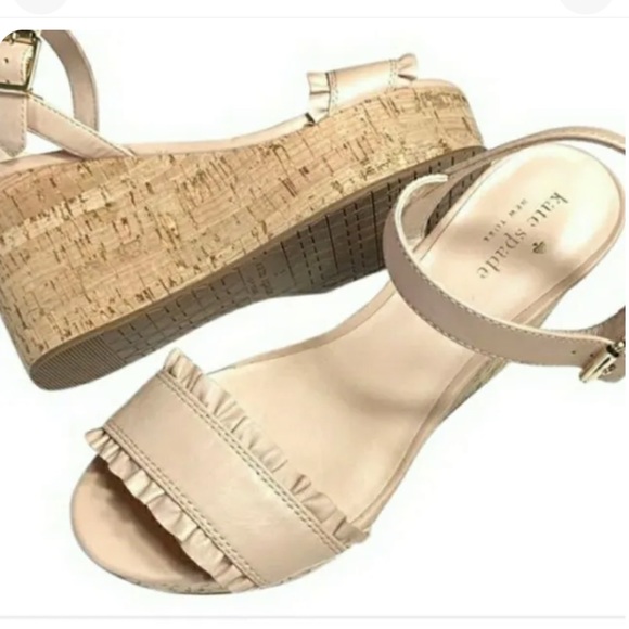 kate spade | Shoes | Kate Spade Tomas Leather Ruffle Wedge Sandals ...
